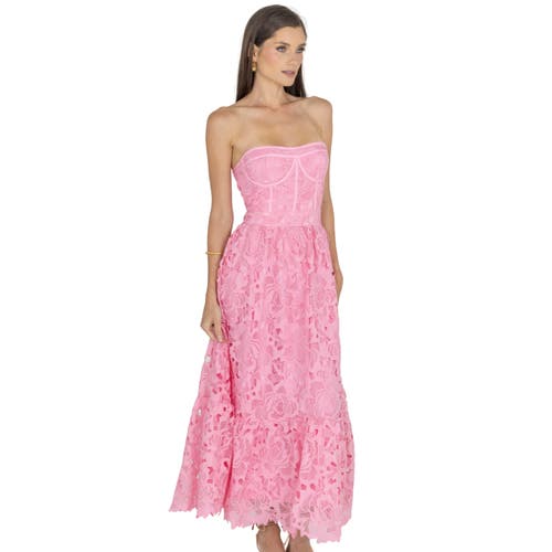 OSCAR DE LA RENTA painted iris guipure lace midi dress